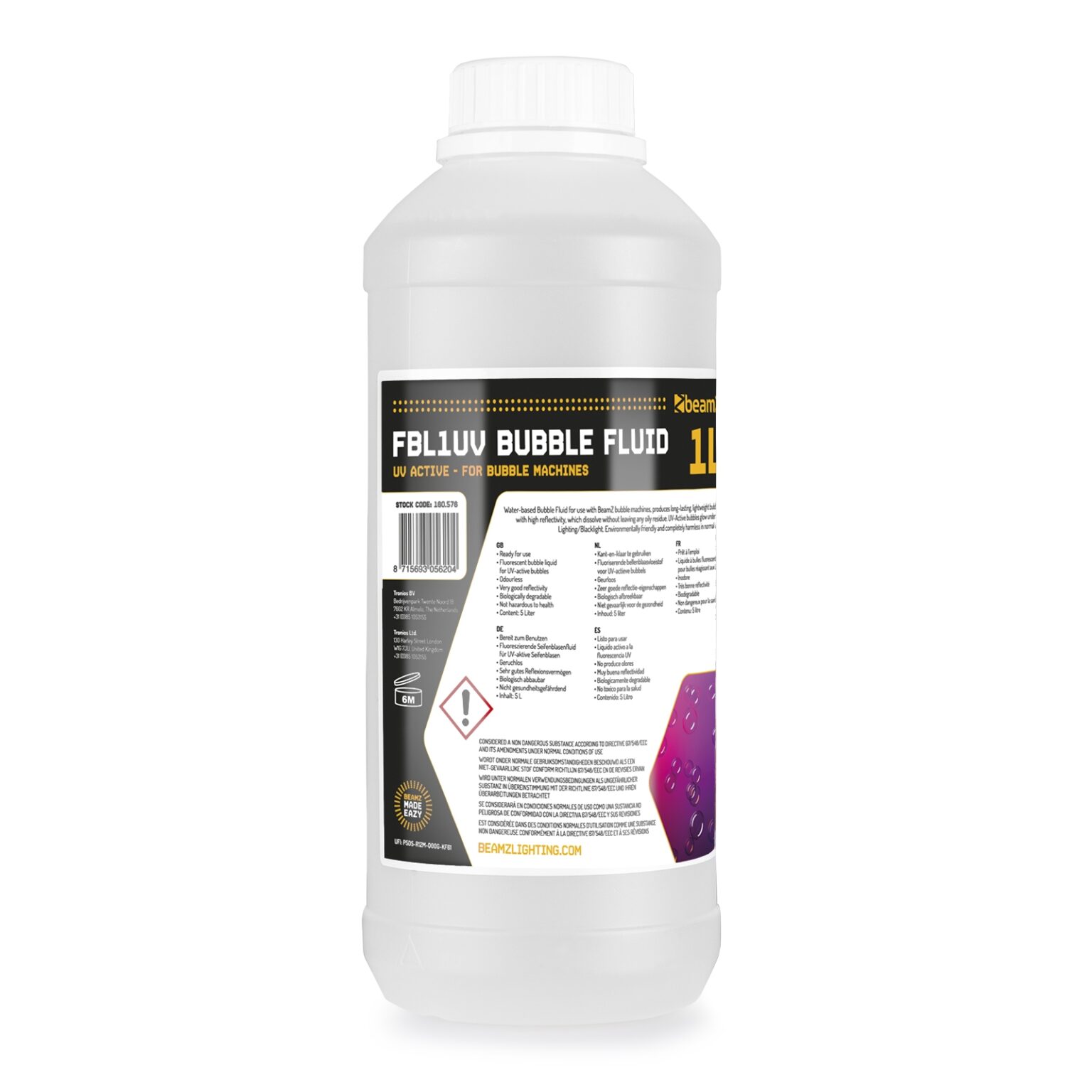 FBL1UV Bubble Fluid 1L UV-Active - beamZ